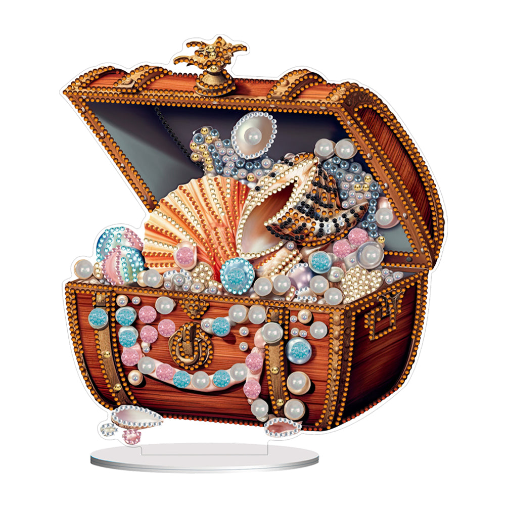 Pearl Shell Treasure Chest-Single Side Drill-Acrylic Diamond Desktop O ...