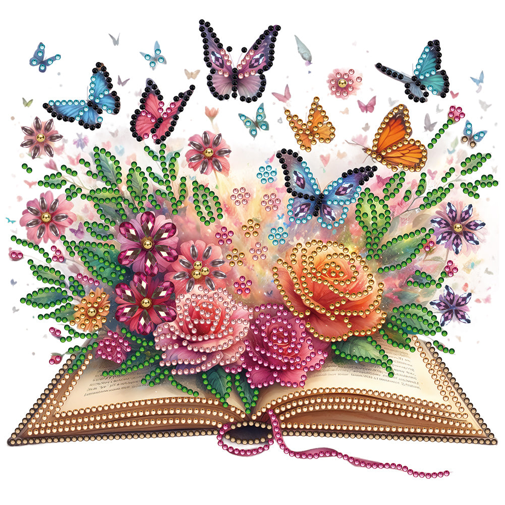 Books Flower-Partial Special Diamond Painting-30x30cm – dpforever